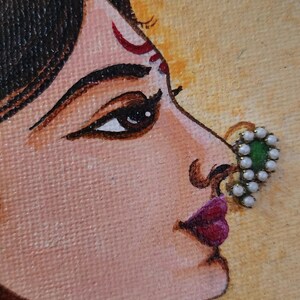 Marathi Lady Acrylic Artistic Painting Exotic Mixed Media on - Etsy