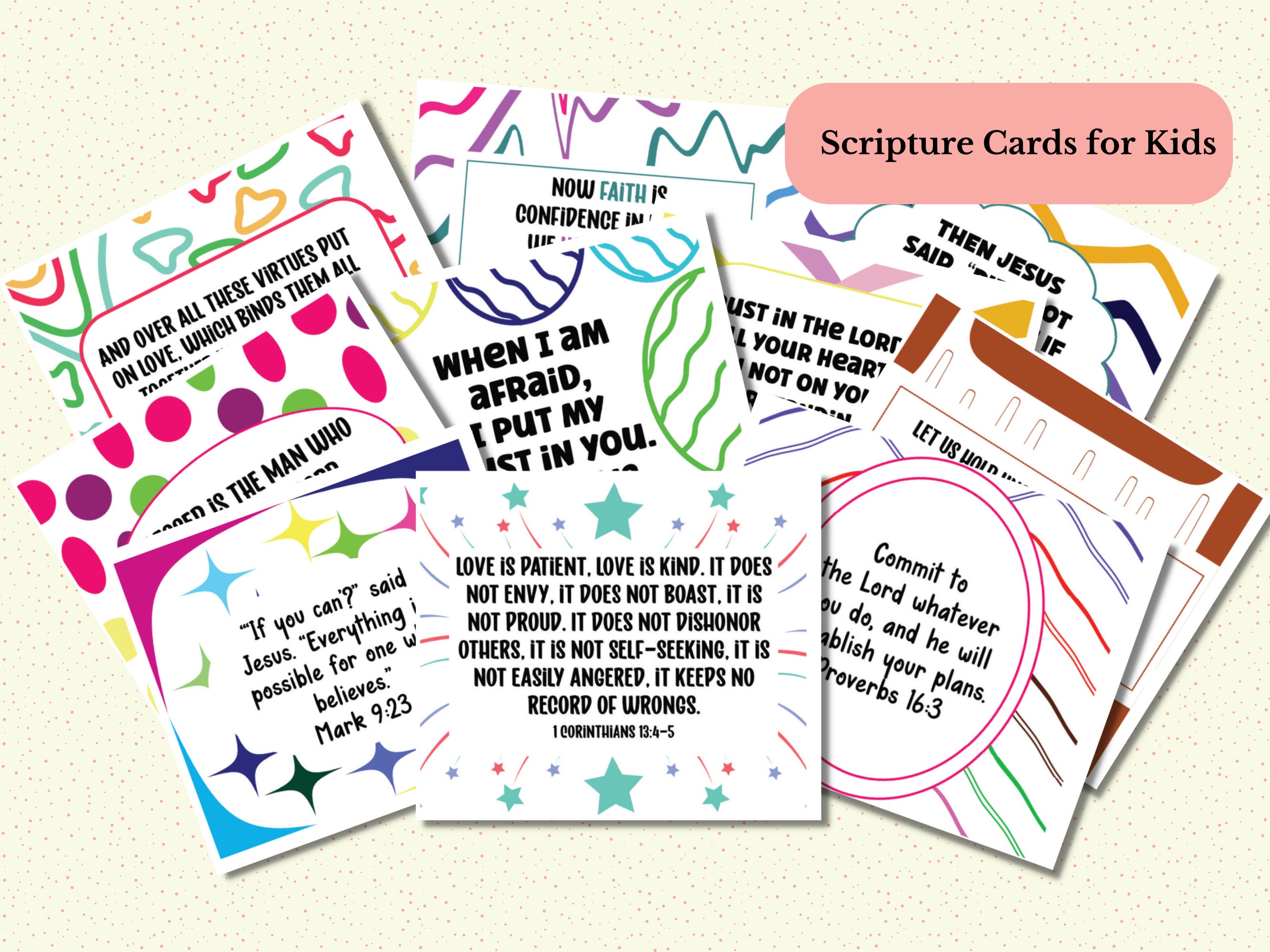 Scripture Cards for Kids : Bible Verse Memory Cards, Lunch Box Notes ...