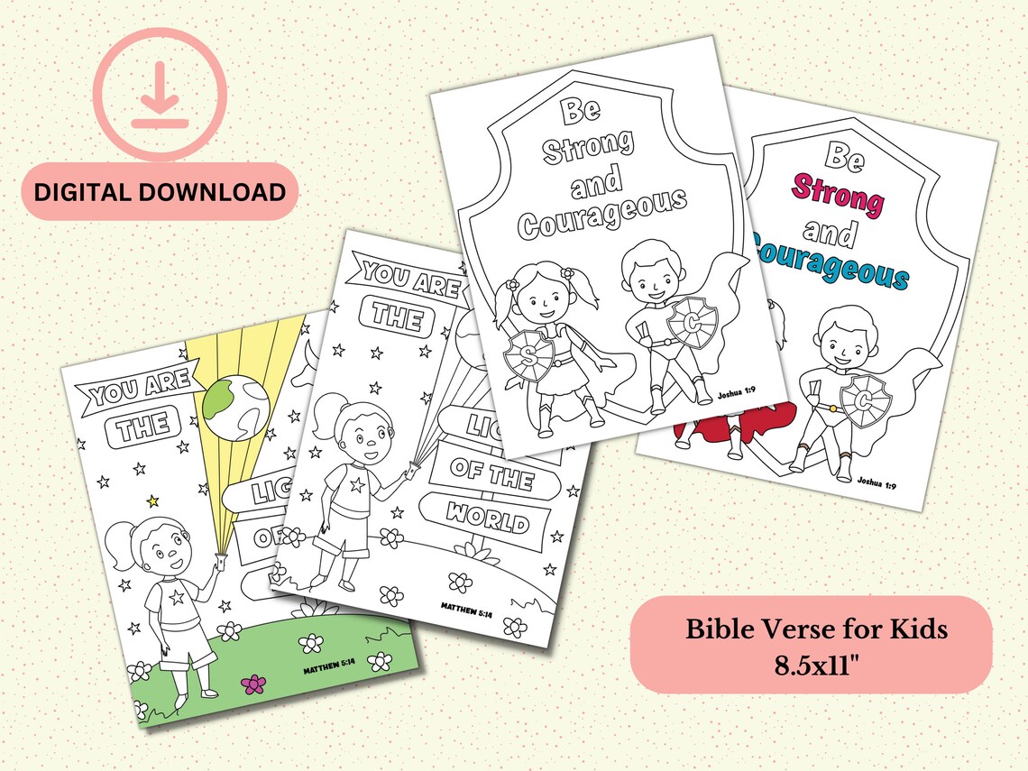 6 Bible Verse Coloring Pages for Kids, Printable Sunday School ...
