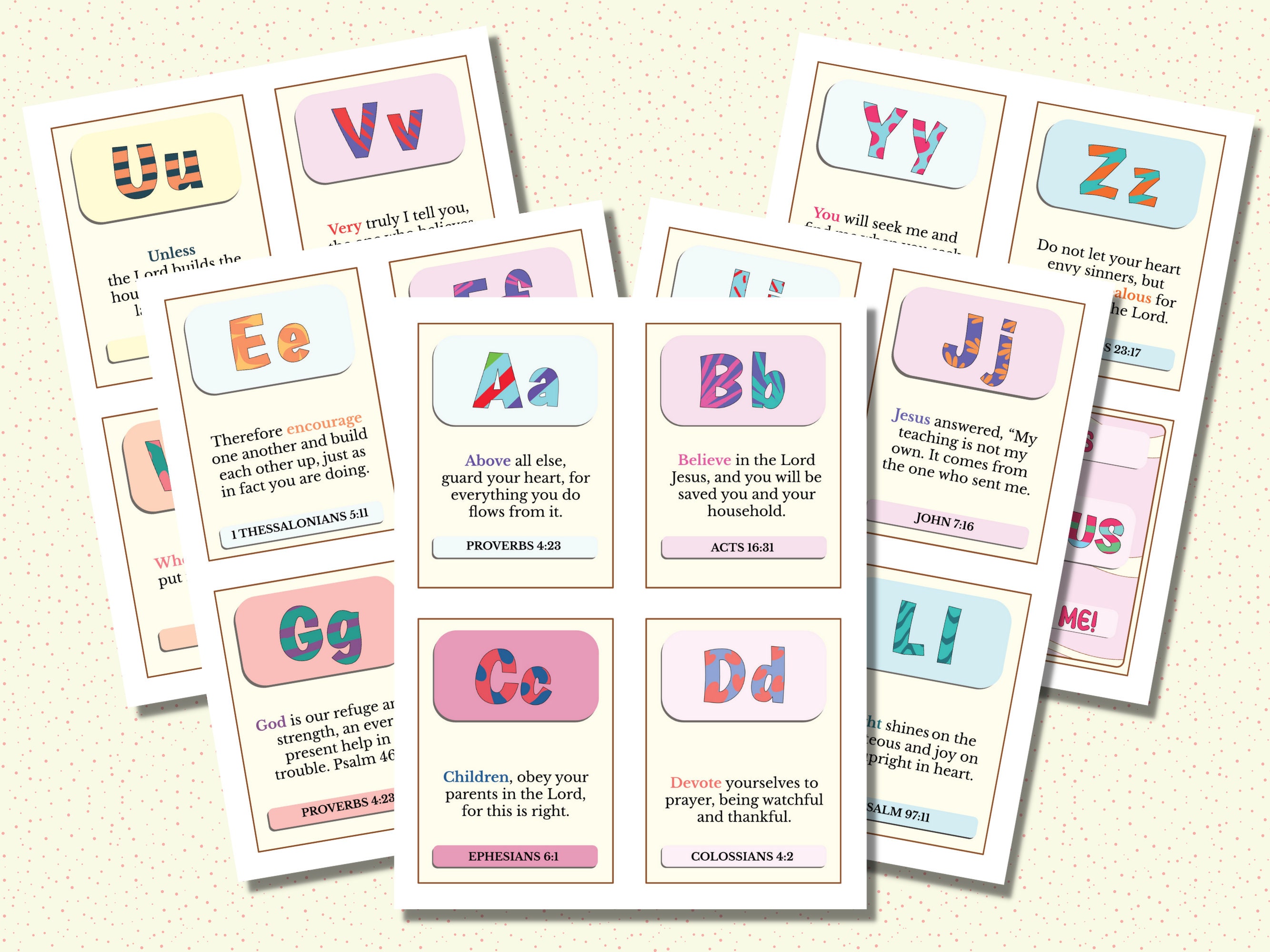 ABC Scripture Cards Bible Verse Alphabet Memorization Flashcards for ...