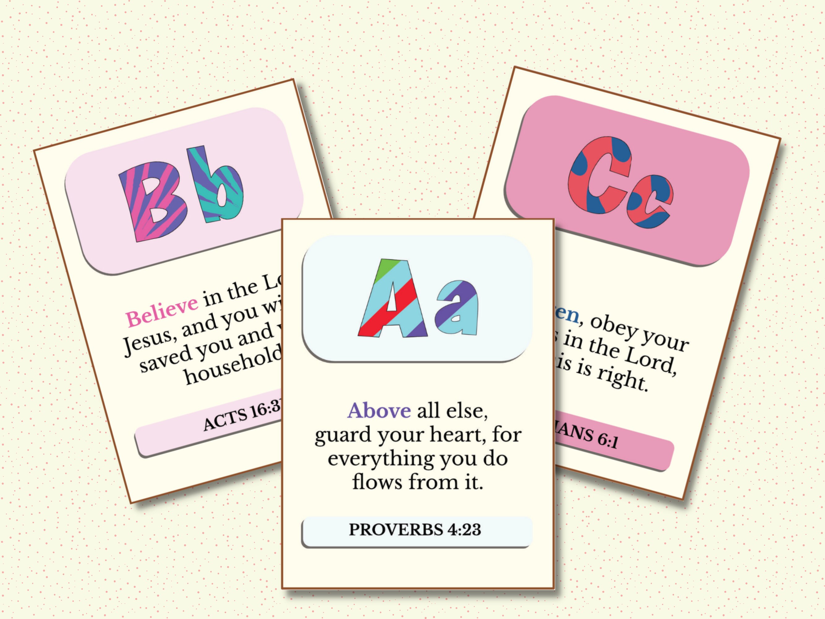 ABC Scripture Cards; Bible Verse Alphabet Memorization Flashcards for ...