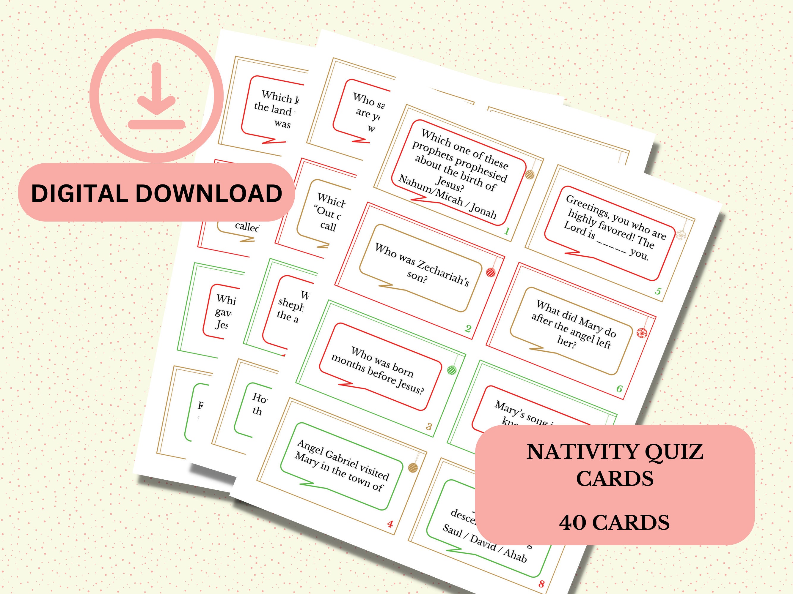 Christmas Nativity Quiz Cards, Advent Calendar Cards for Kids and ...