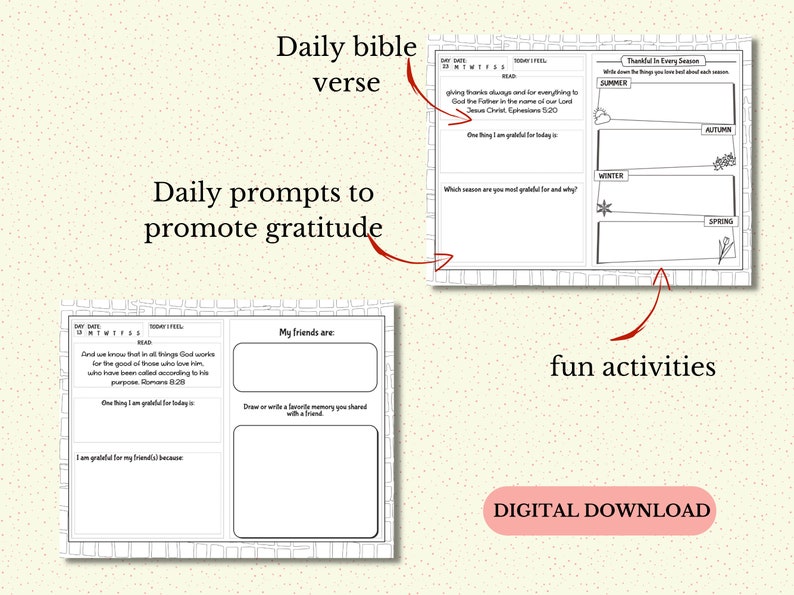 30 Days of Thanks Christian Gratitude Journal for Kids With Fun ...