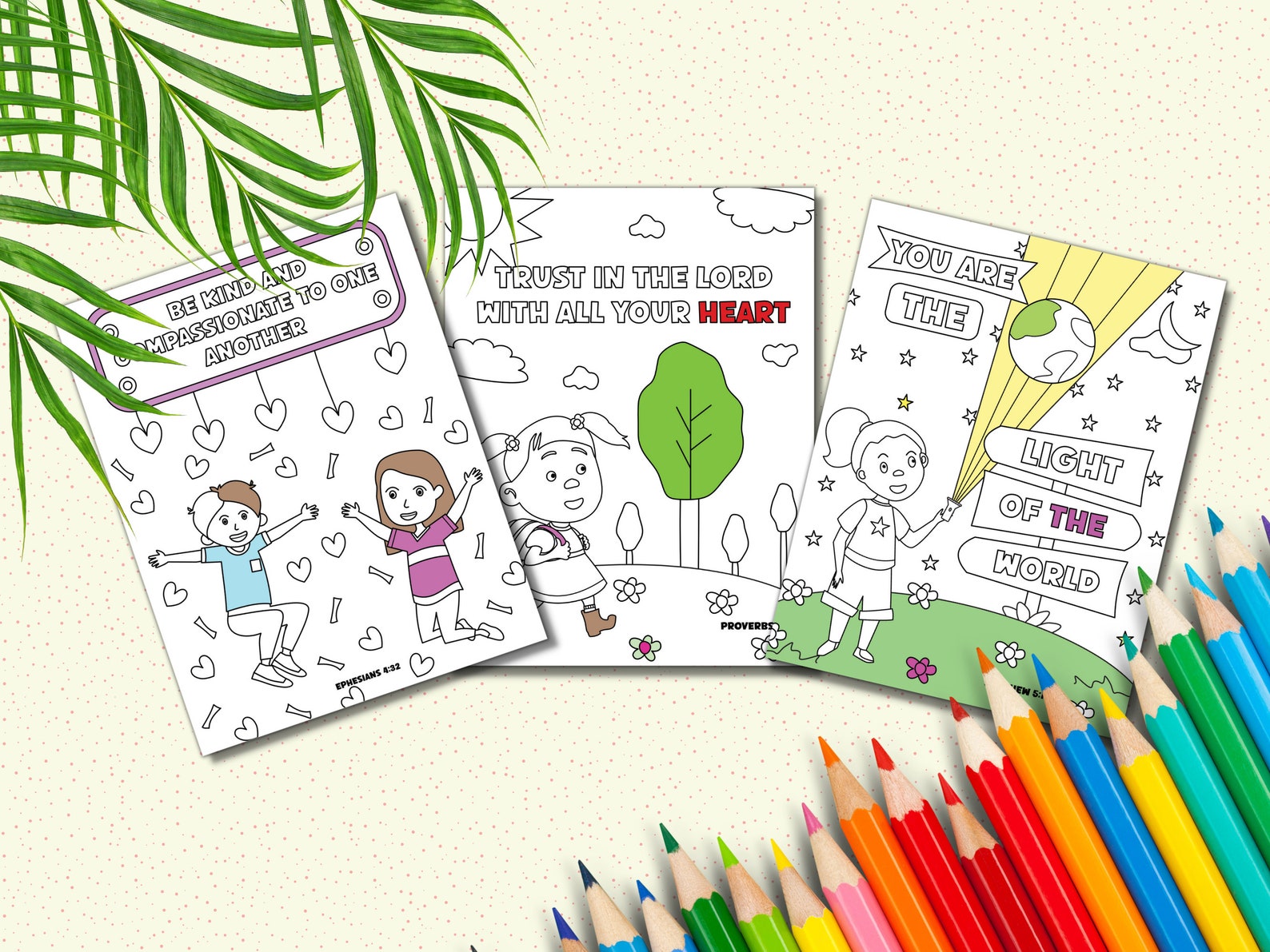 6 Bible Verse Coloring Pages for Kids, Printable Sunday School ...
