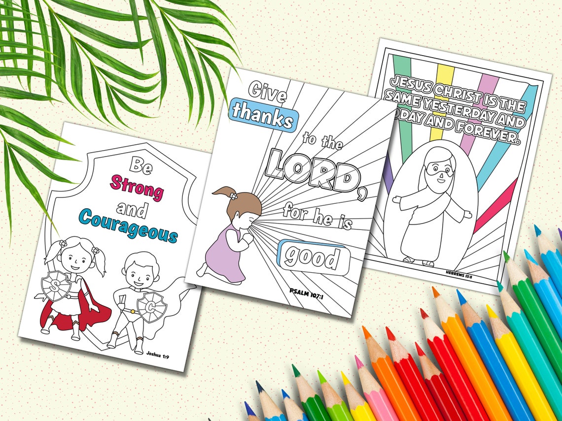6 Bible Verse Coloring Pages for Kids, Printable Sunday School ...