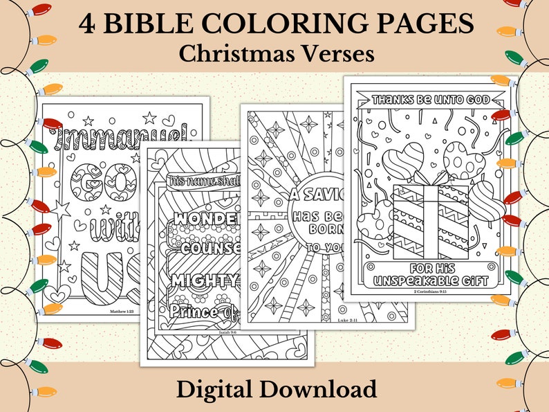 Christmas Nativity Bible Verse Coloring Pages for Christian Kids Home ...