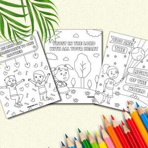 6 Bible Verse Coloring Pages for Kids, Printable Sunday School ...