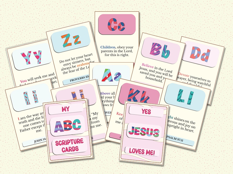 ABC Scripture Cards Bible Verse Alphabet Memorization Flashcards for ...