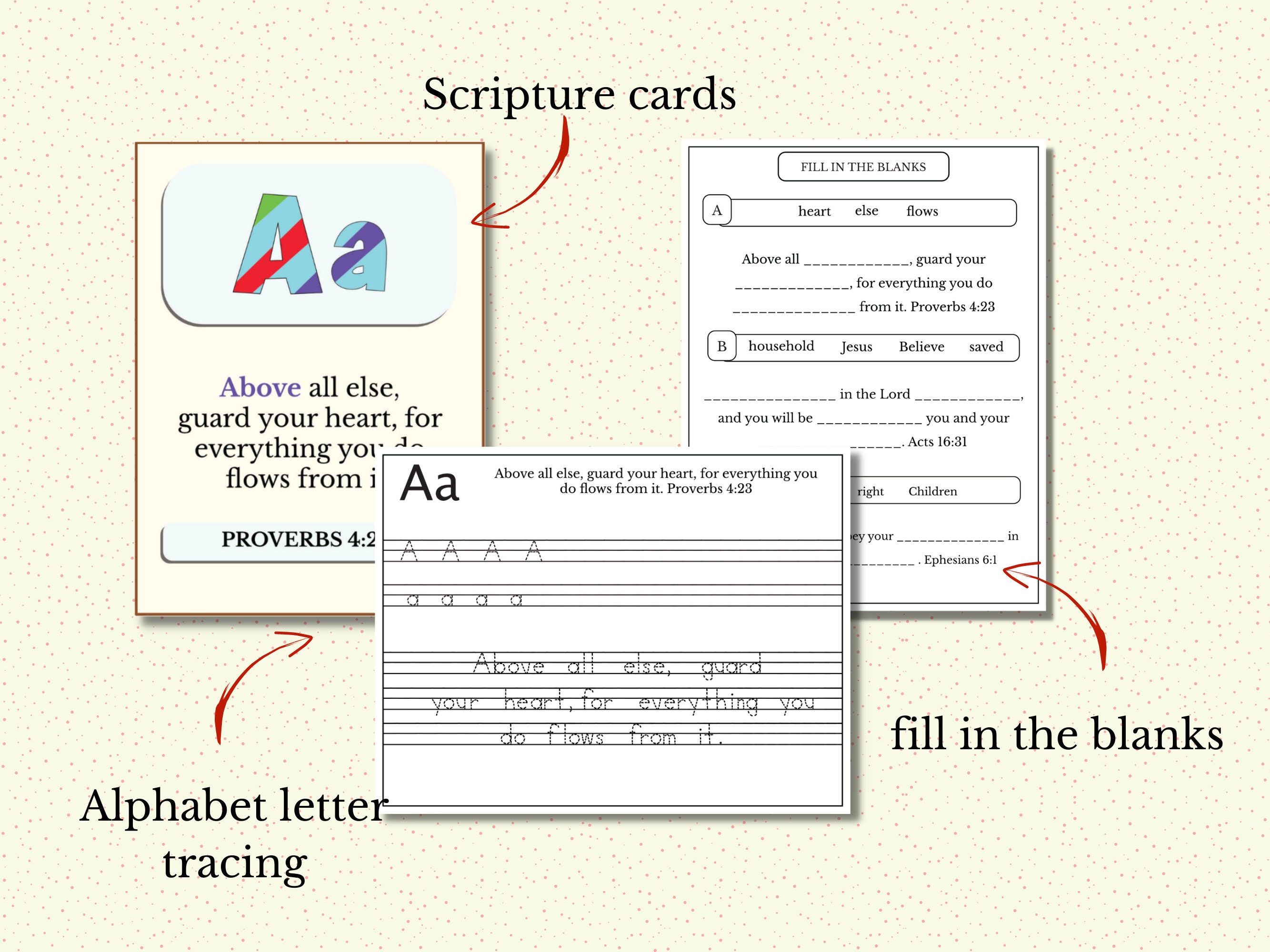 ABC Scripture Memorization Bundle: Bible Verse Memory Cards, Letter ...