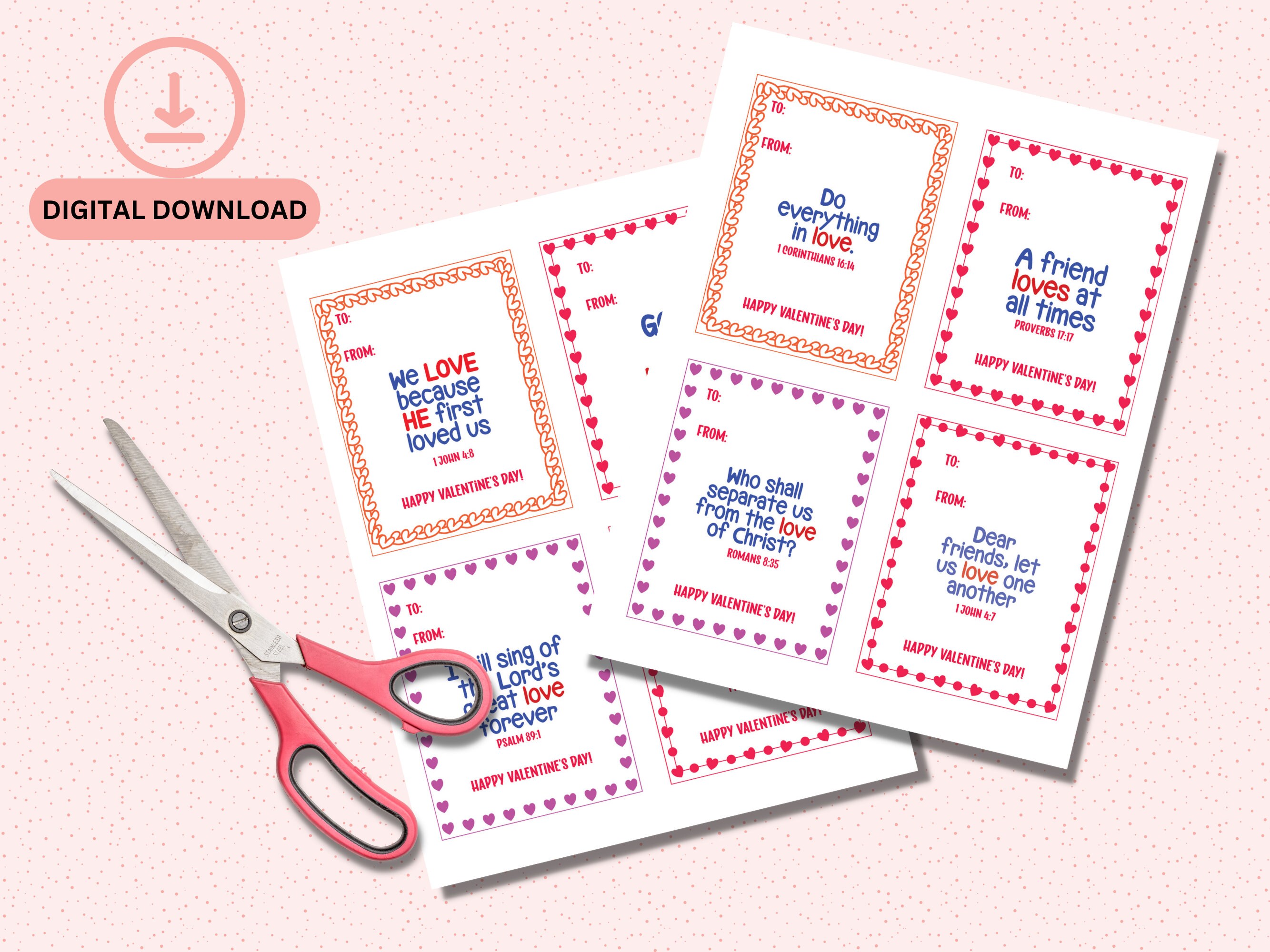 Printable Bible Verse Valentines Scripture Cards for Kids - Etsy
