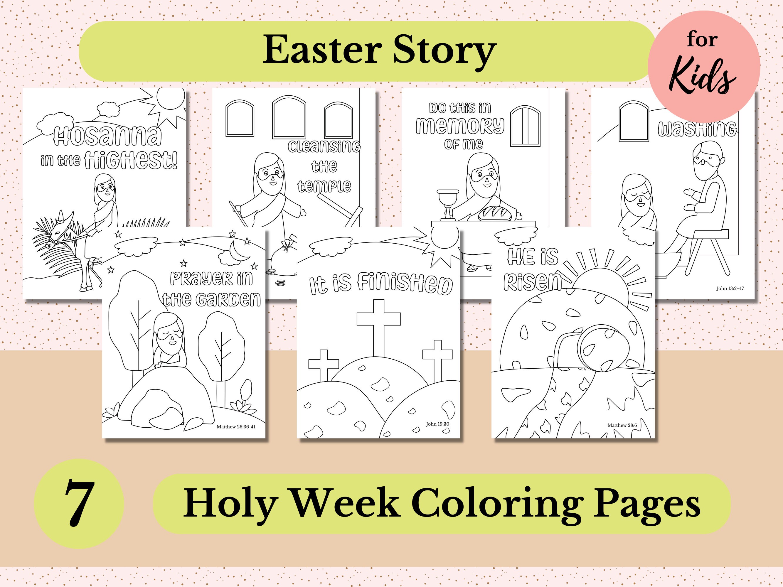 Holy Week - Easter Story Coloring Pages for Kids, Printable Bible ...