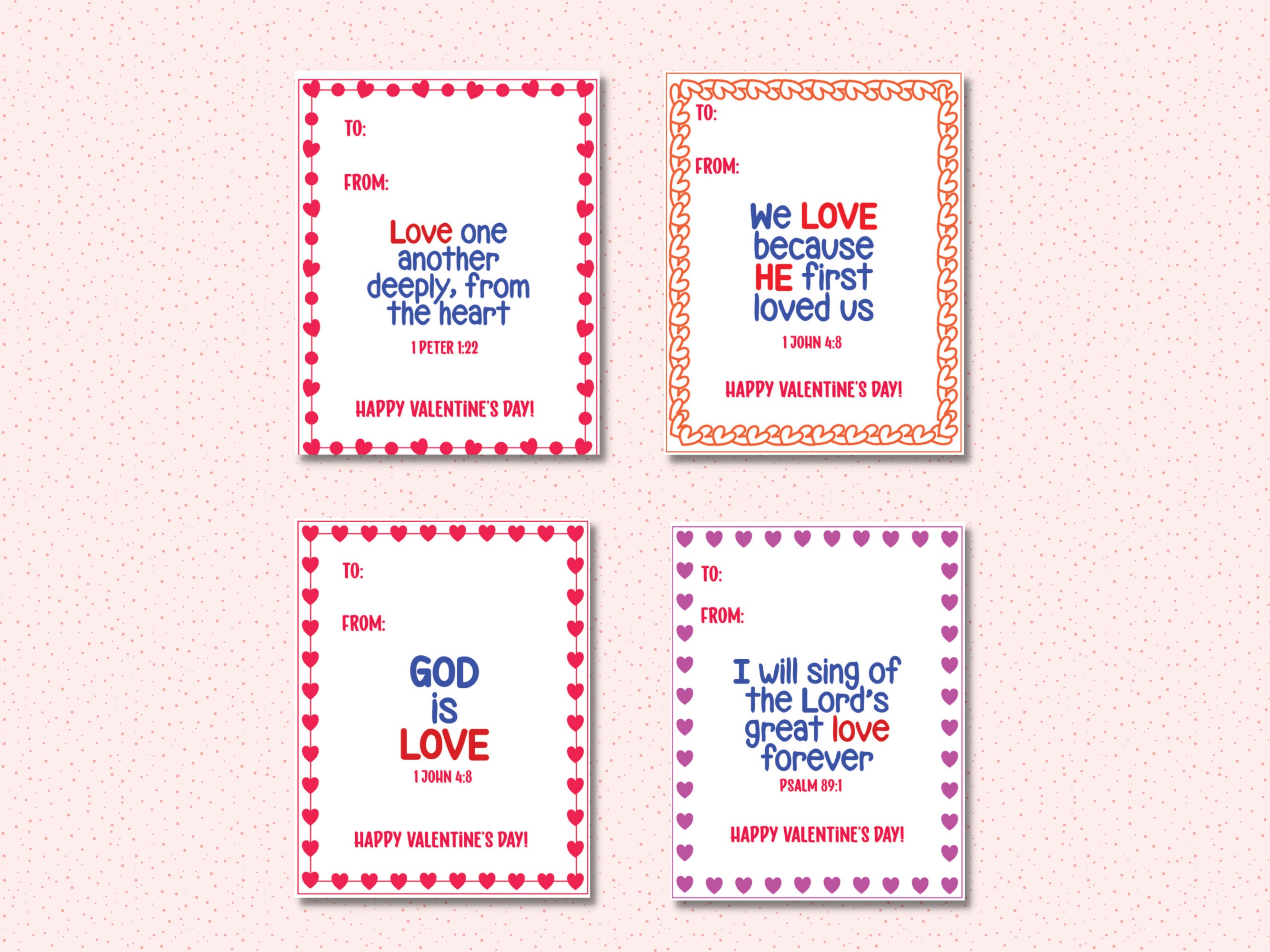 Printable Bible Verse Valentines Scripture Cards for Kids - Etsy