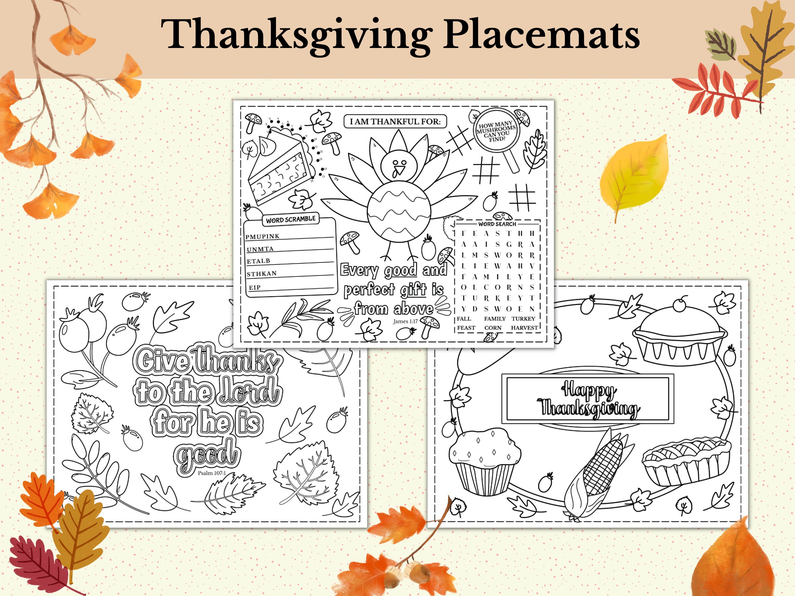 Printable Thanksgiving Dinner Activity and Coloring Placement With ...