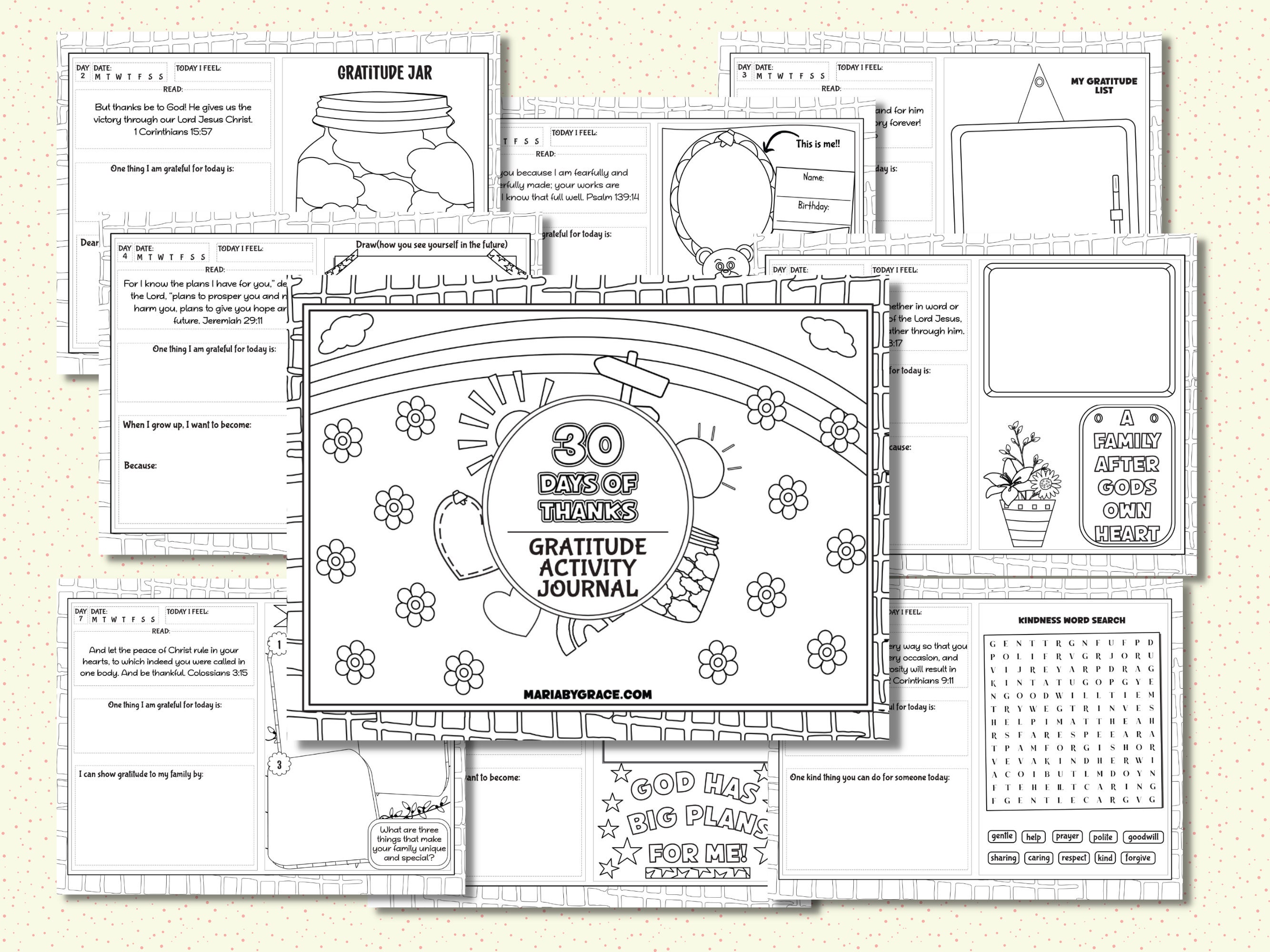 30 Days of Thanks Christian Gratitude Journal for Kids With Fun ...