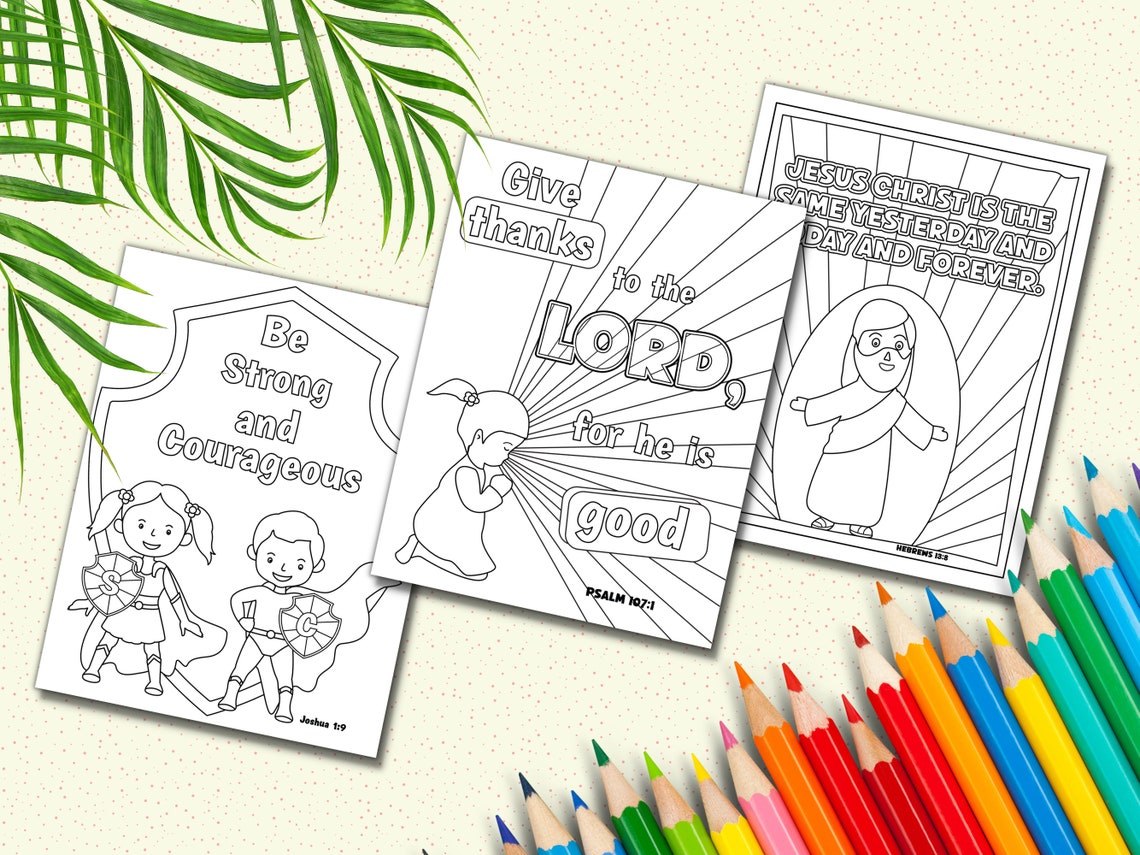 6 Bible Verse Coloring Pages for Kids, Printable Sunday School ...