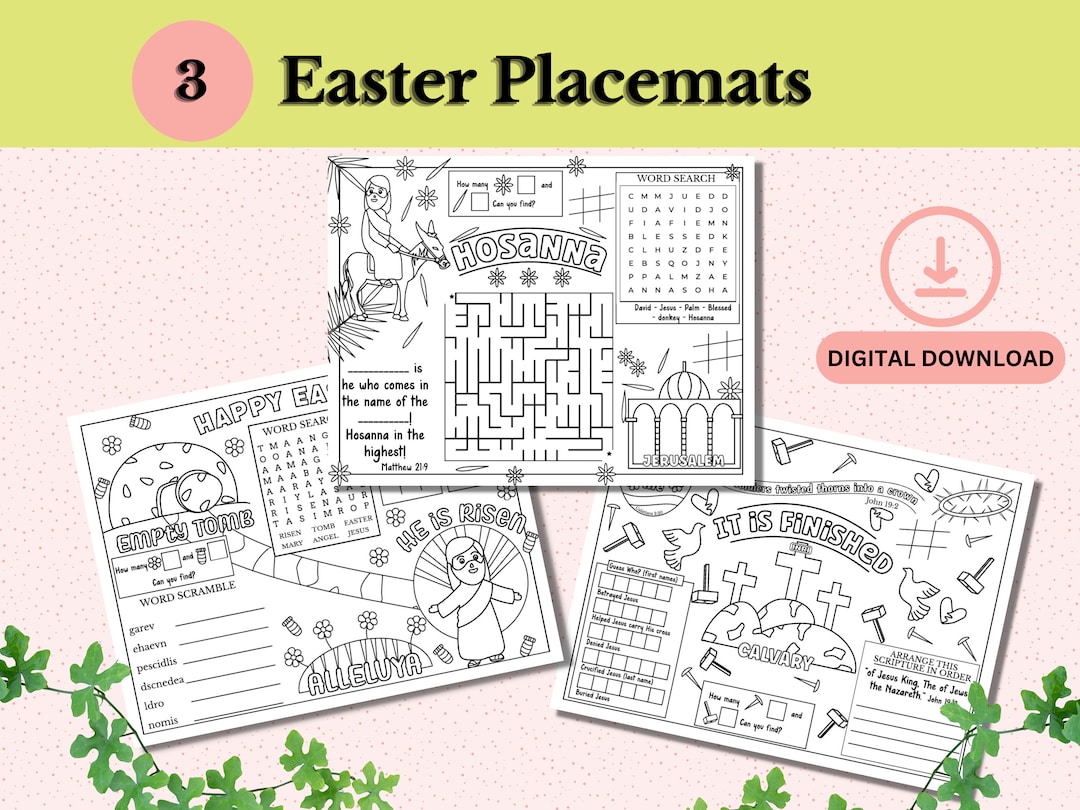 Christian Easter Placemat - Coloring and Activity Pages for Kids, Home ...