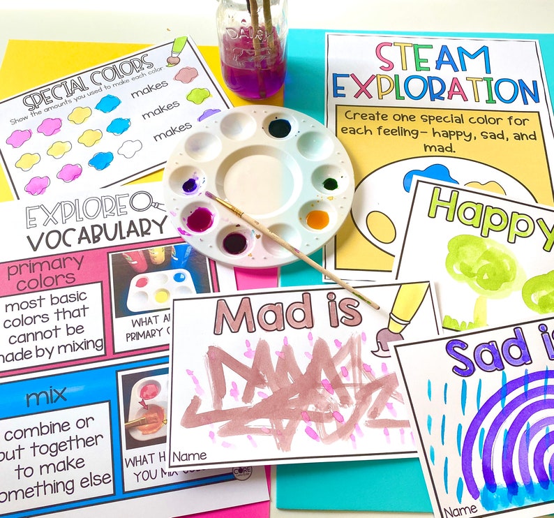 Paint Color Mixing Prek STEAM Activity Feelings Preschool Art Lesson - Etsy