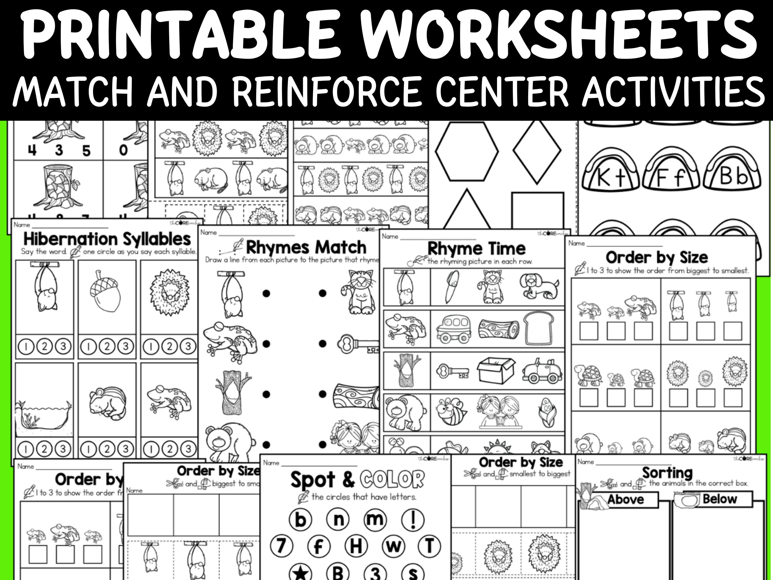 Hibernation Math and Literacy Centers for Preschool - Etsy