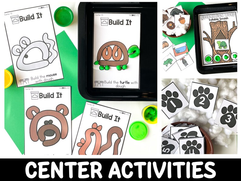 Hibernation Math and Literacy Centers for Preschool - Etsy
