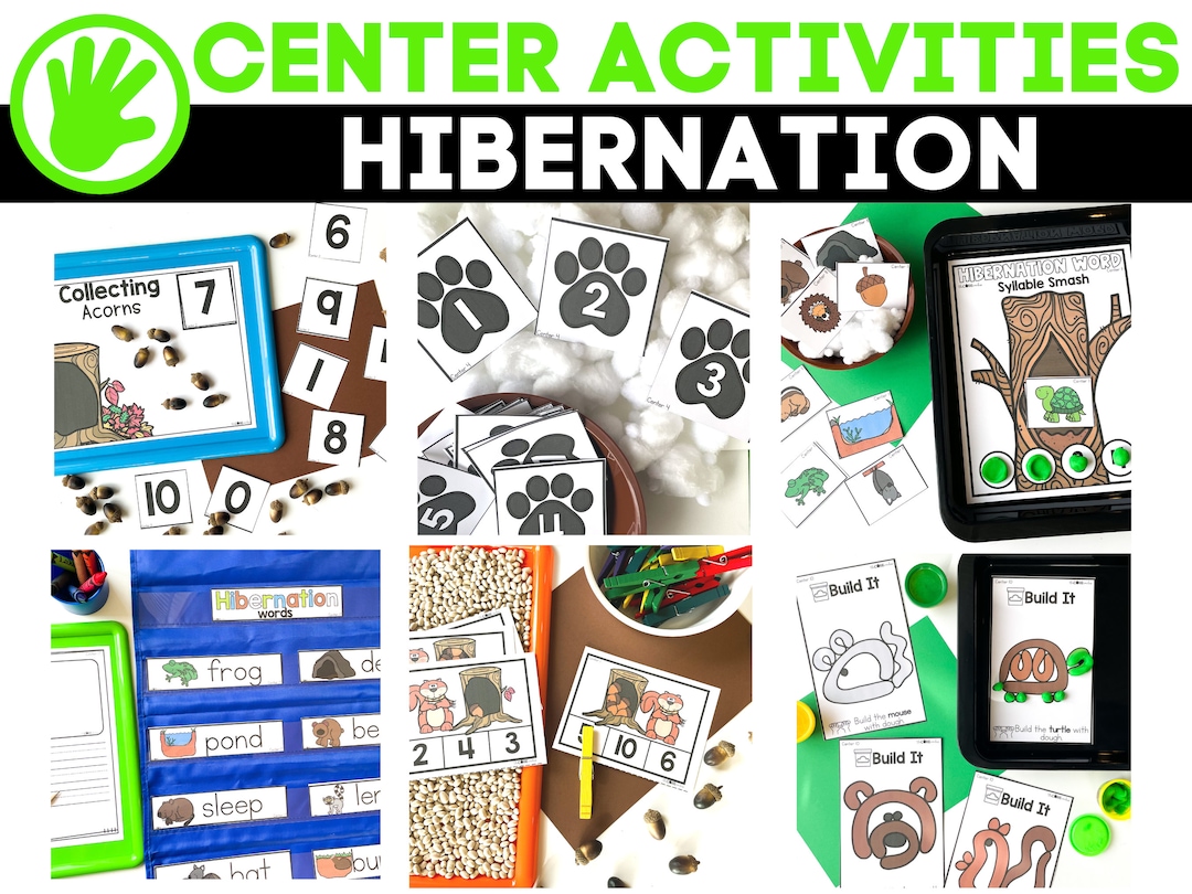 Hibernation Math and Literacy Centers for Preschool - Etsy