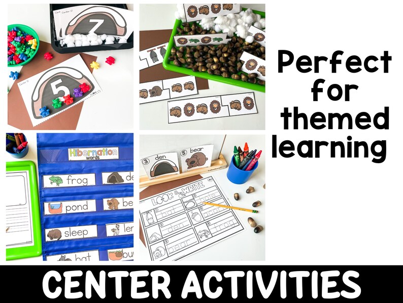 Hibernation Math and Literacy Centers for Preschool - Etsy