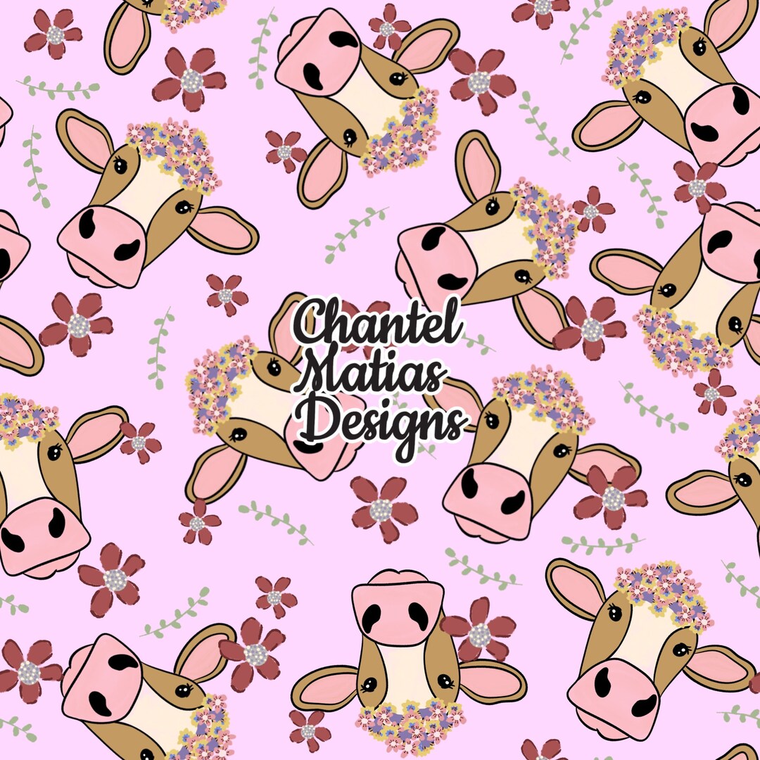 Cow Seamless File, Floral Seamless Pattern for Custom Fabric Design ...