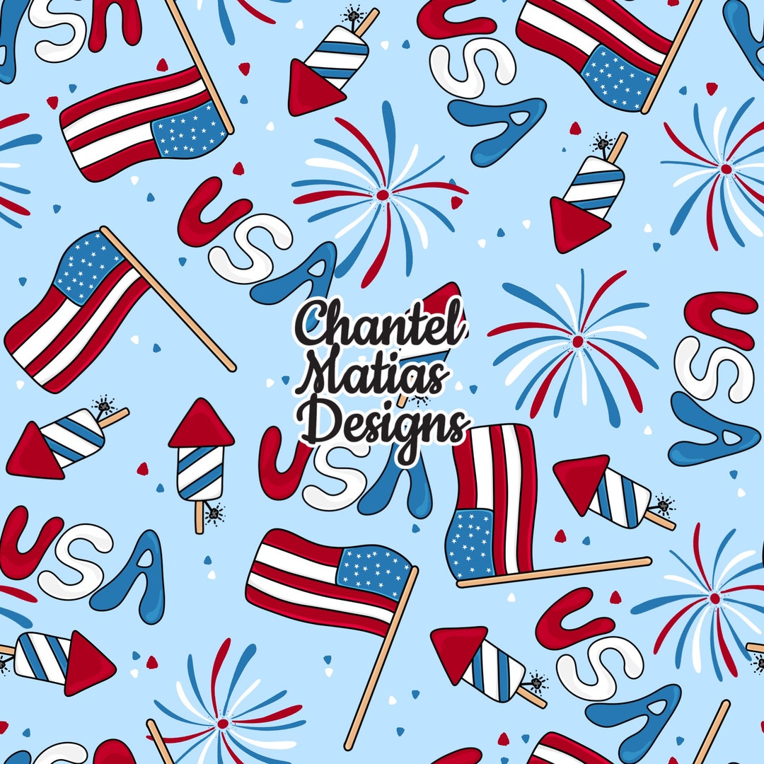 Fourth of July Seamless Pattern for Fabrics and Wallpapers, Fireworks ...