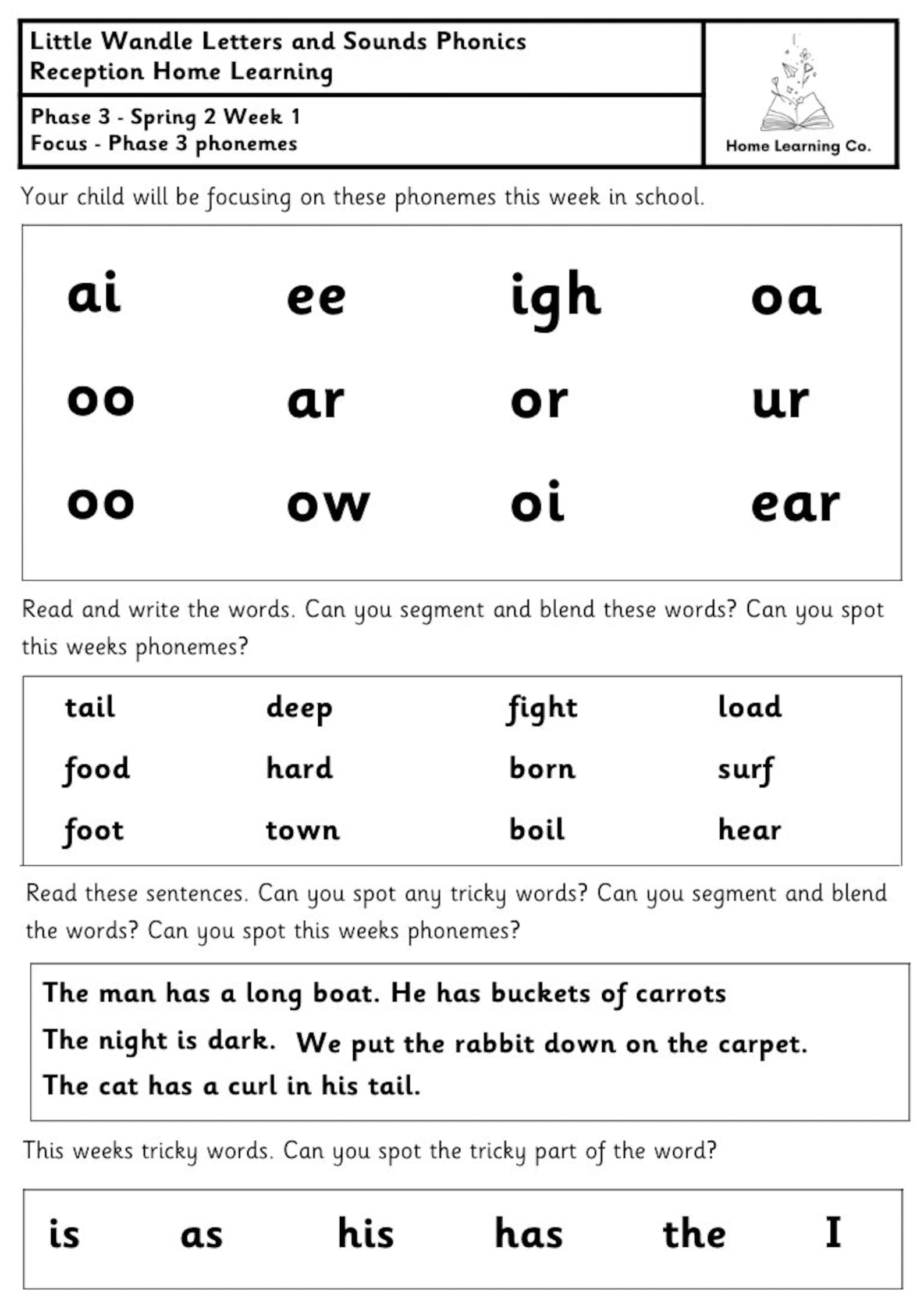 Little Wandle Kids Learning Worksheets Home School - Etsy.de