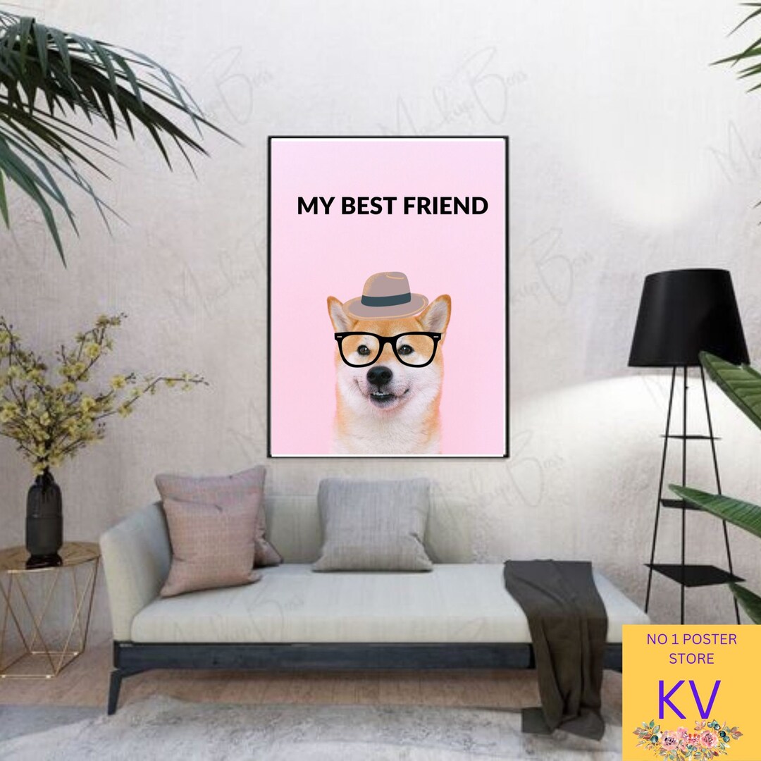 Cute Dog Portrait, Printable Wall Art, Dog Lover Posters, Custom Pet ...