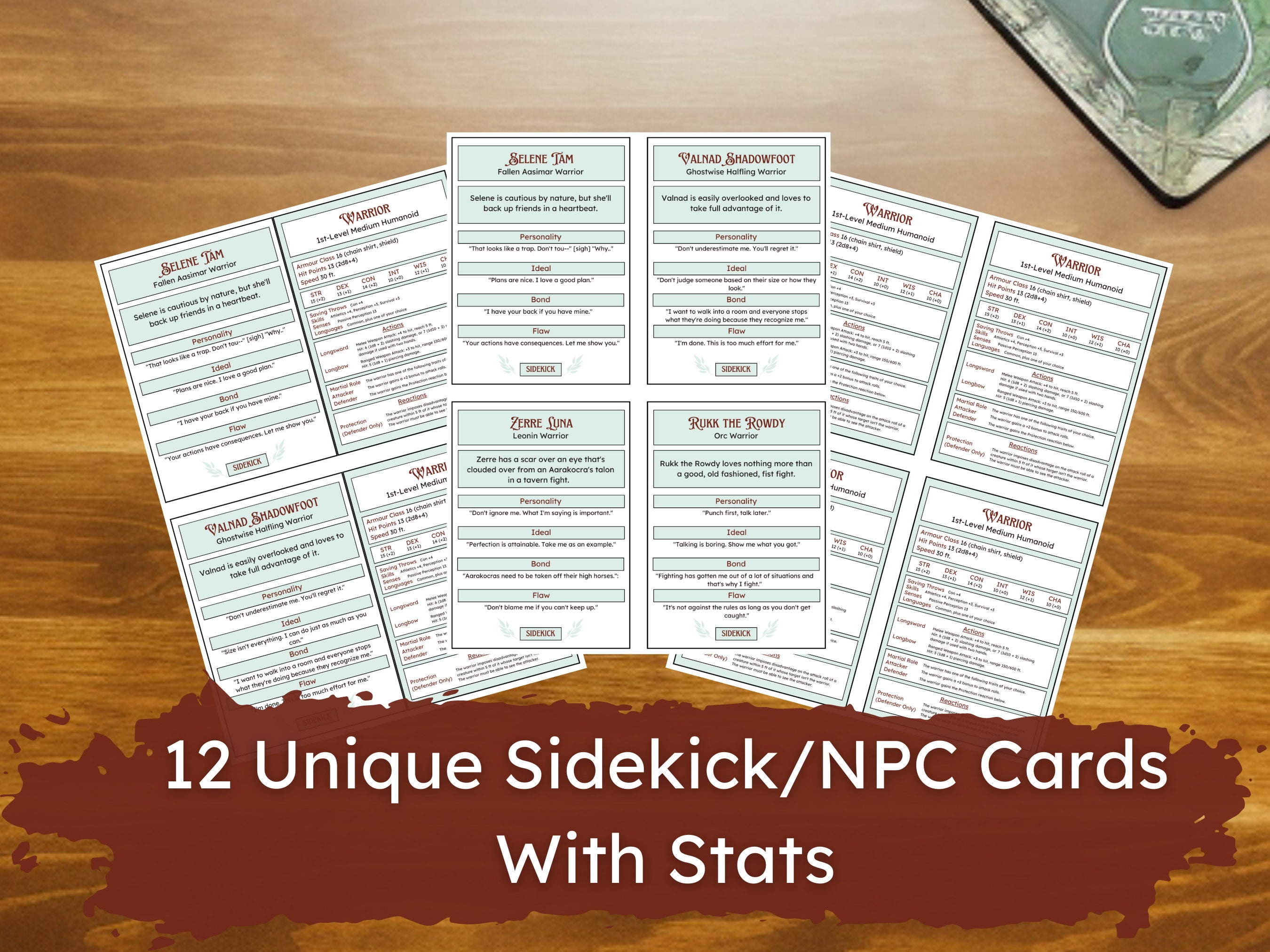 Sidekick Cards for Dnd 5e Roleplaying Game - Simple and Clear Design ...