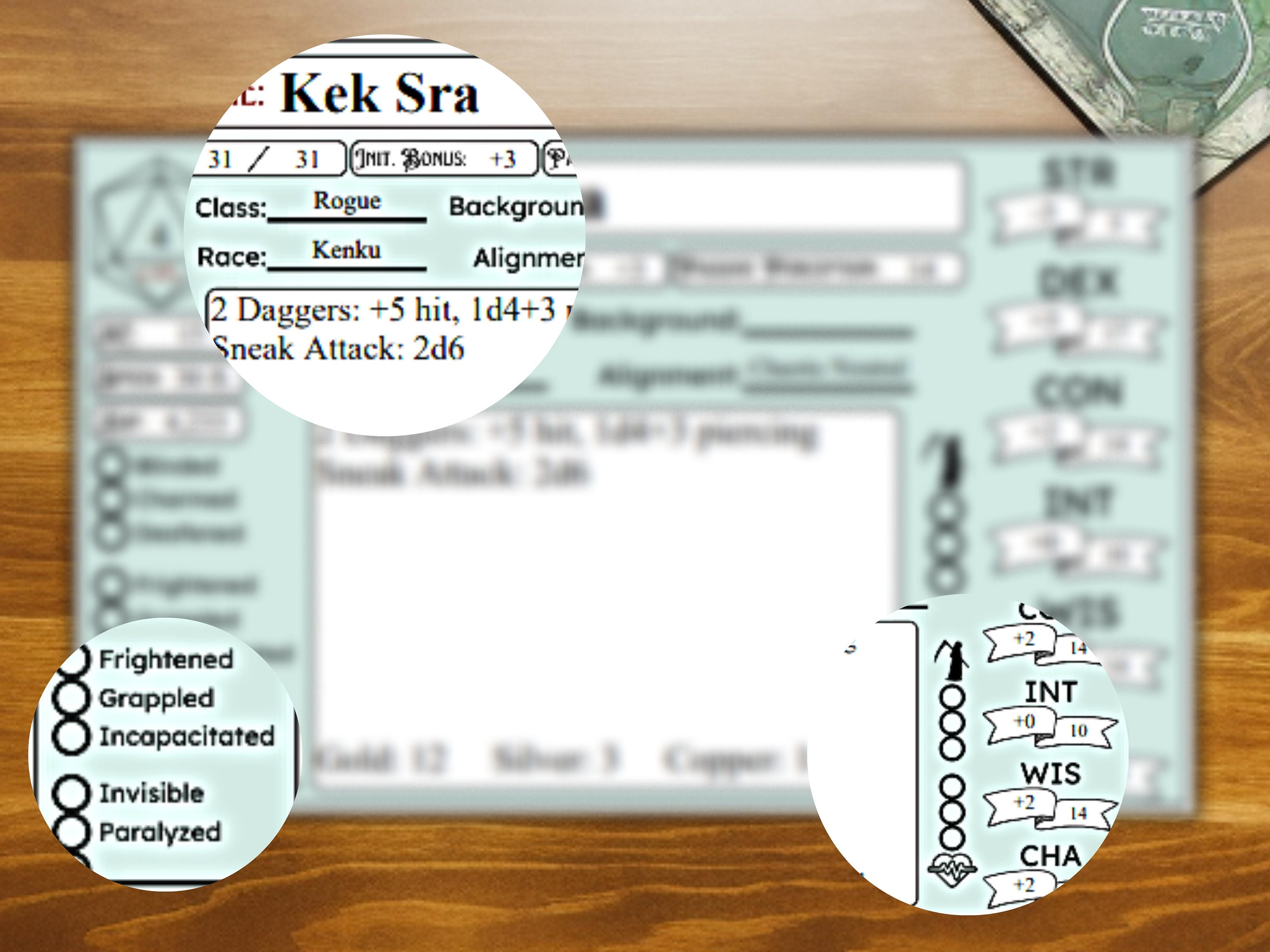 Simple Dnd Player Card Sheet Tracker for Player Character or DM ...