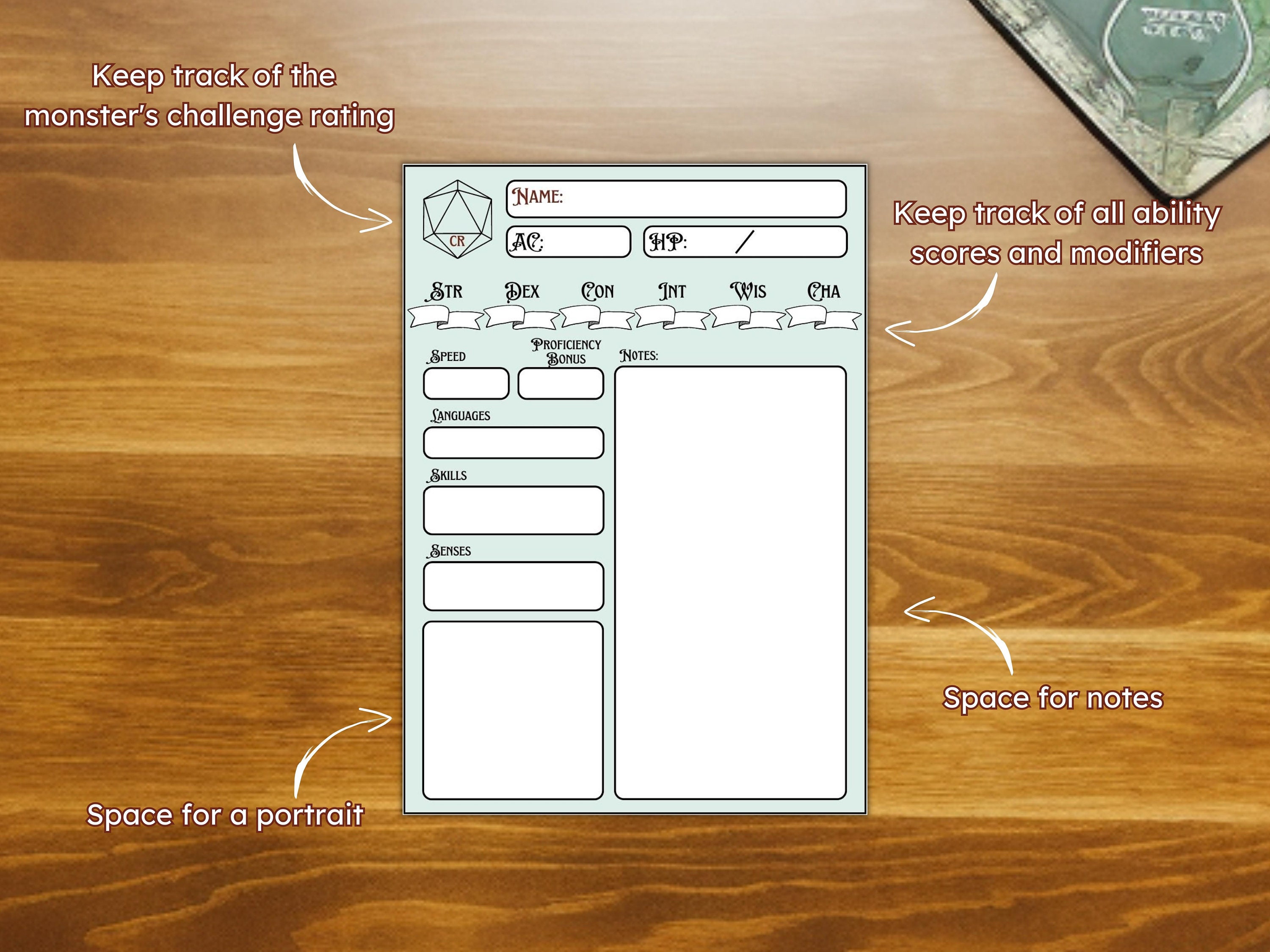 Simple D&D Monster Cards Dm/dungeon Master Tools Fillable - Etsy