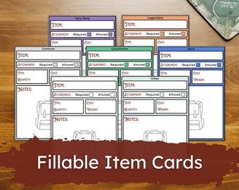Dnd 5e Printable Custom Item Cards // RPG Digital Download // Dungeons ...
