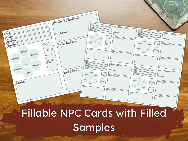 D&D Dm Npc Bundle - Dnd Roll Charts - Cards for Npcs Monsters and ...