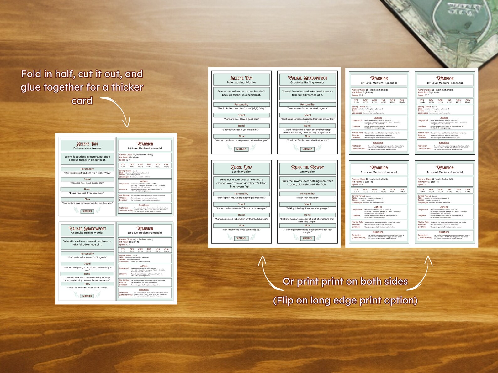 Sidekick Cards for Dnd 5e Roleplaying Game - Simple and Clear Design ...