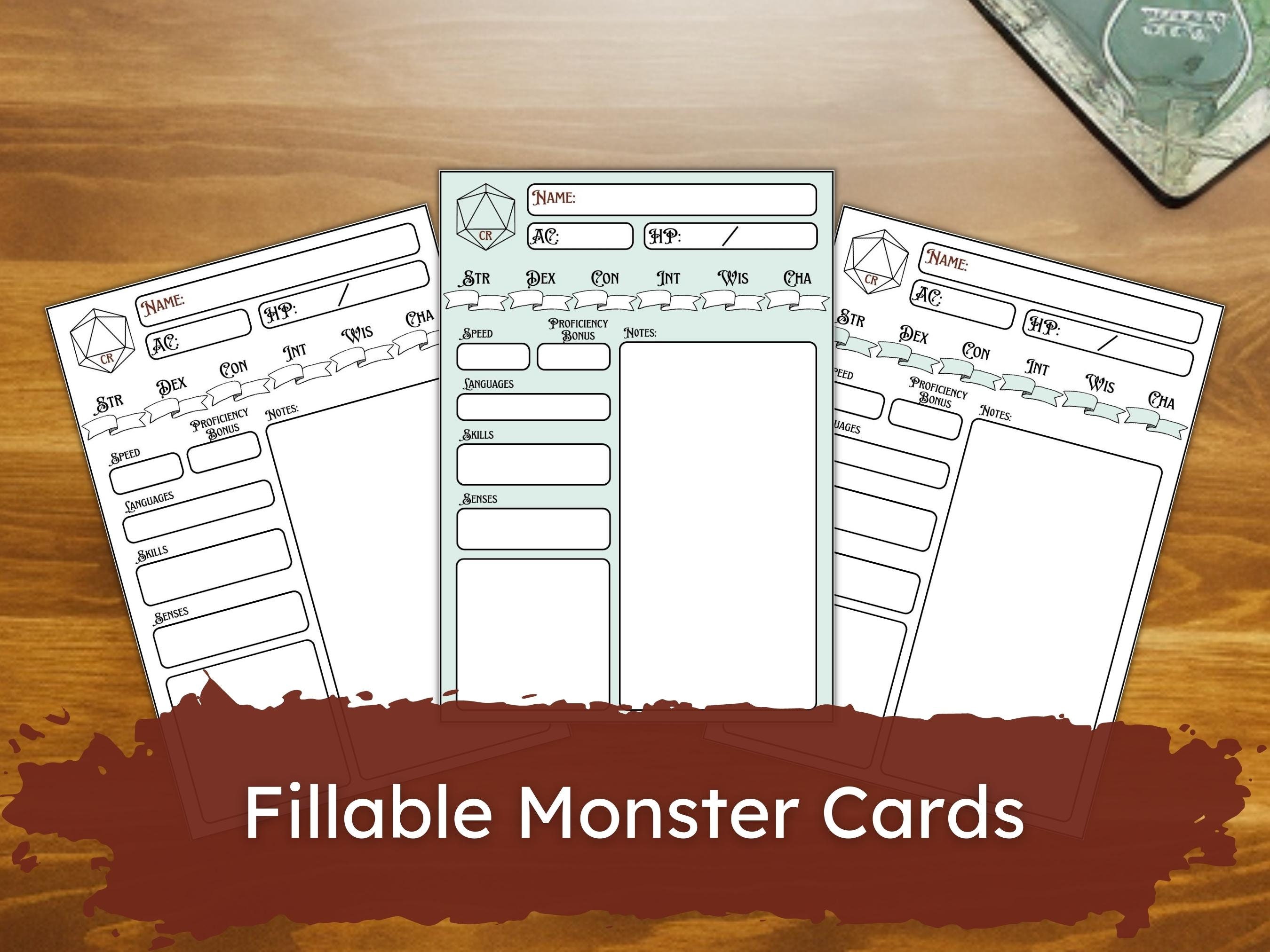 D&D Dm Npc Bundle - Dnd Roll Charts - Cards for Npcs Monsters and ...