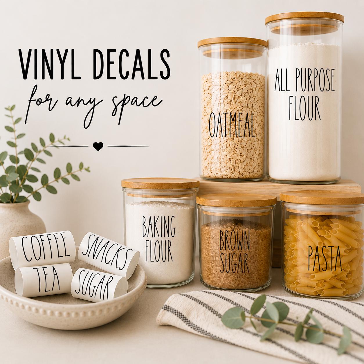 Custom Vinyl Pantry Labels | Minimalist Pantry Decals | Kitchen ...