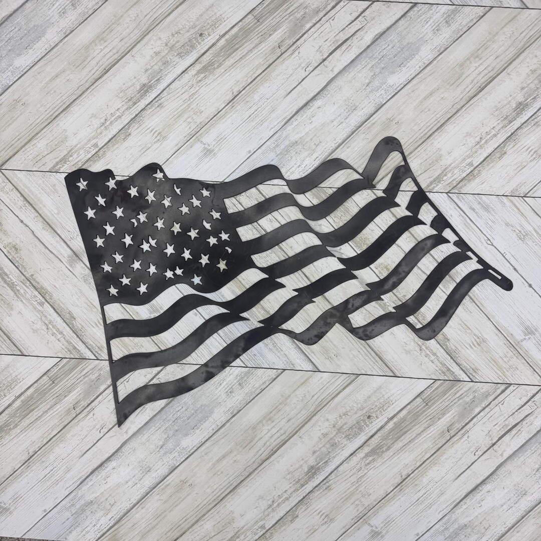 American Flag Metal Sign for Home Decor Waving Flag Metal Sign ...