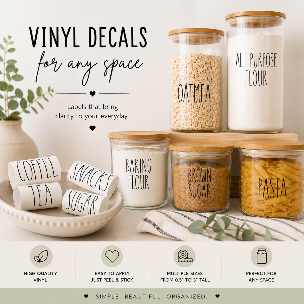Custom Vinyl Pantry Labels | Minimalist Pantry Decals | Kitchen ...