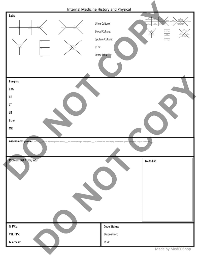 Internal Medicine H&P Clinical Template for Medical/np/pa Students ...