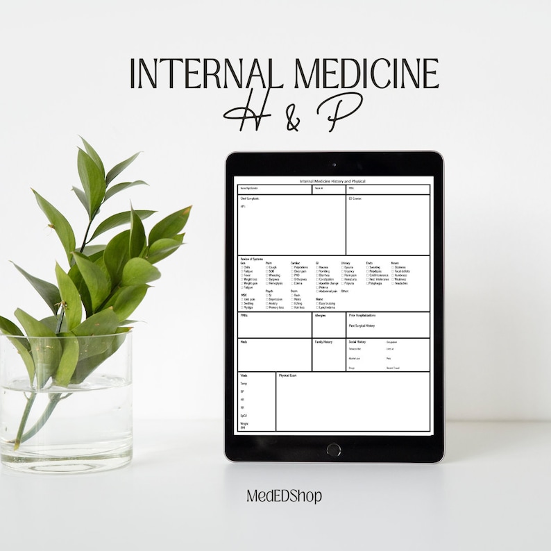 Internal Medicine H&P Clinical Template for Medical/np/pa Students ...