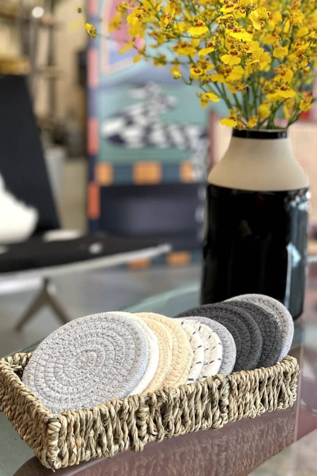 Round Cotton Woven Coaster Set, Pack 8, Fast Shipping - Etsy