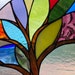 Tree Stained Glass Round Window Panel Suncatcher Multicolored Glass ...