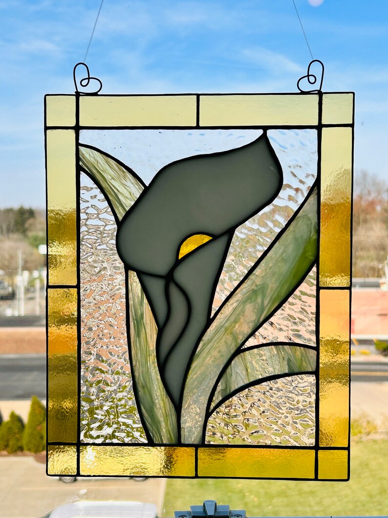 Stained Glass Calla Lily Window Panel Handcrafted USA - Etsy
