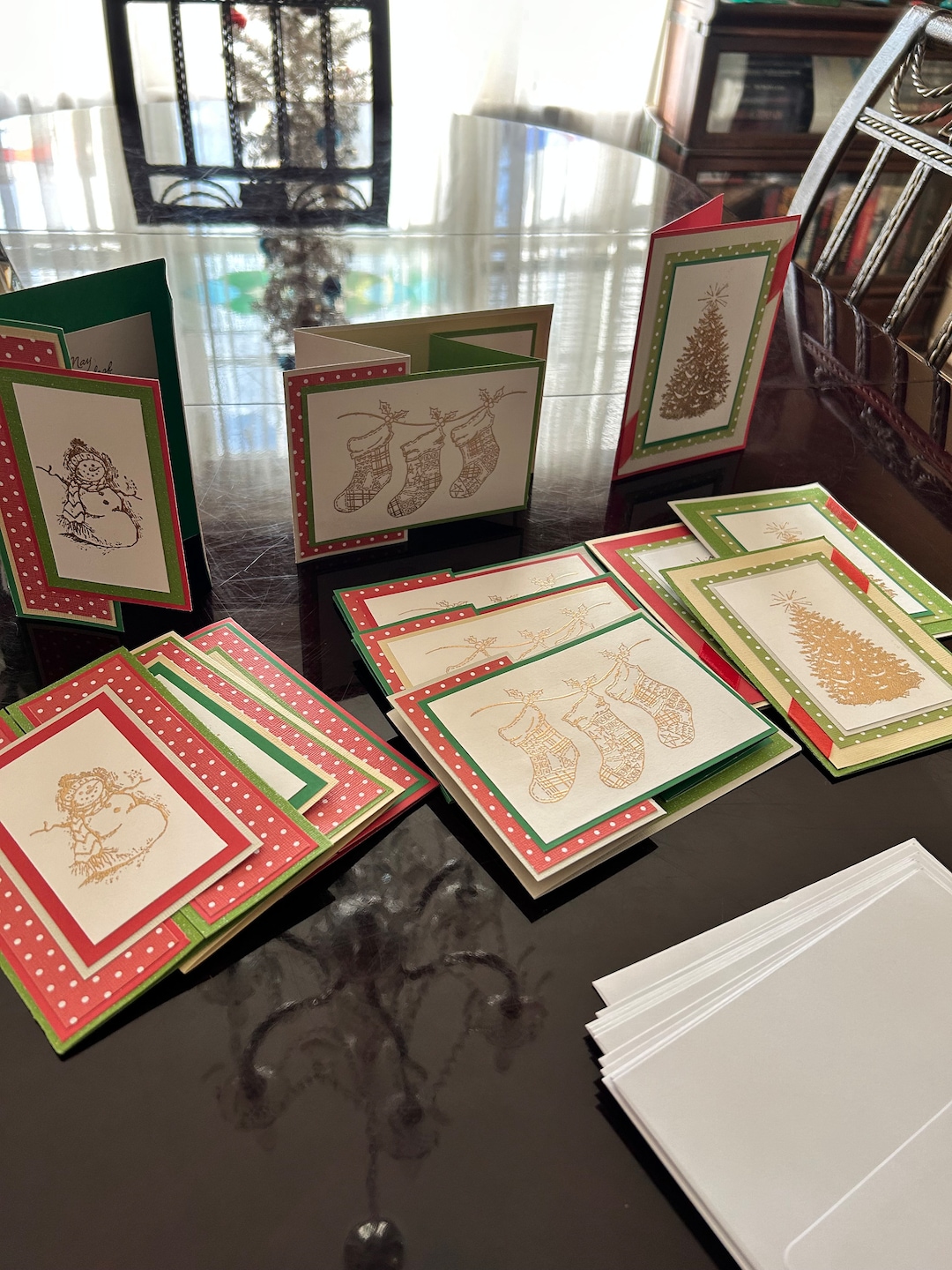 Gold Embossed Handmade Christmas Cards Set of 12 With - Etsy