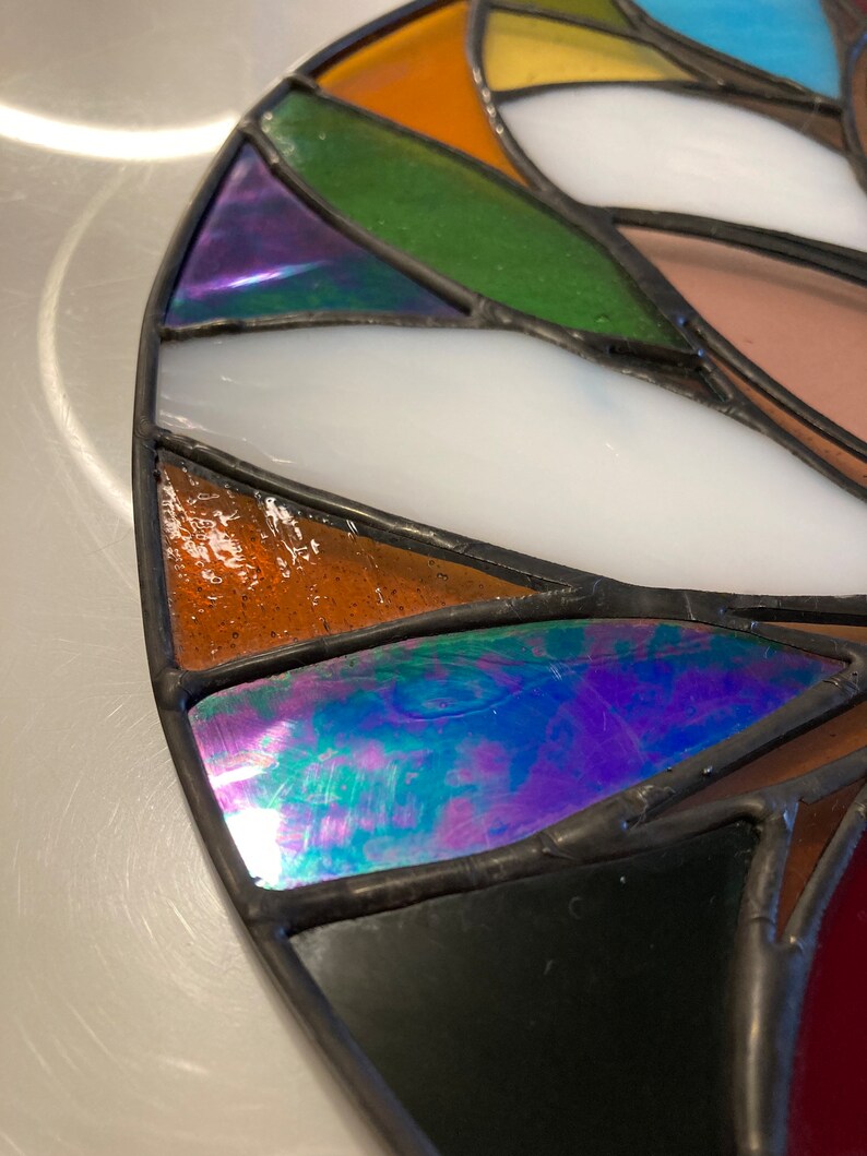 Tree Stained Glass Round Window Panel Suncatcher Multicolored - Etsy
