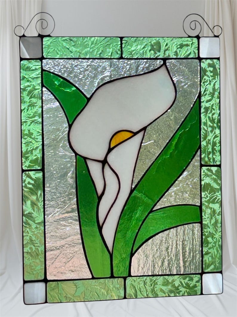 Stained Glass Calla Lily Window Panel Handcrafted USA - Etsy