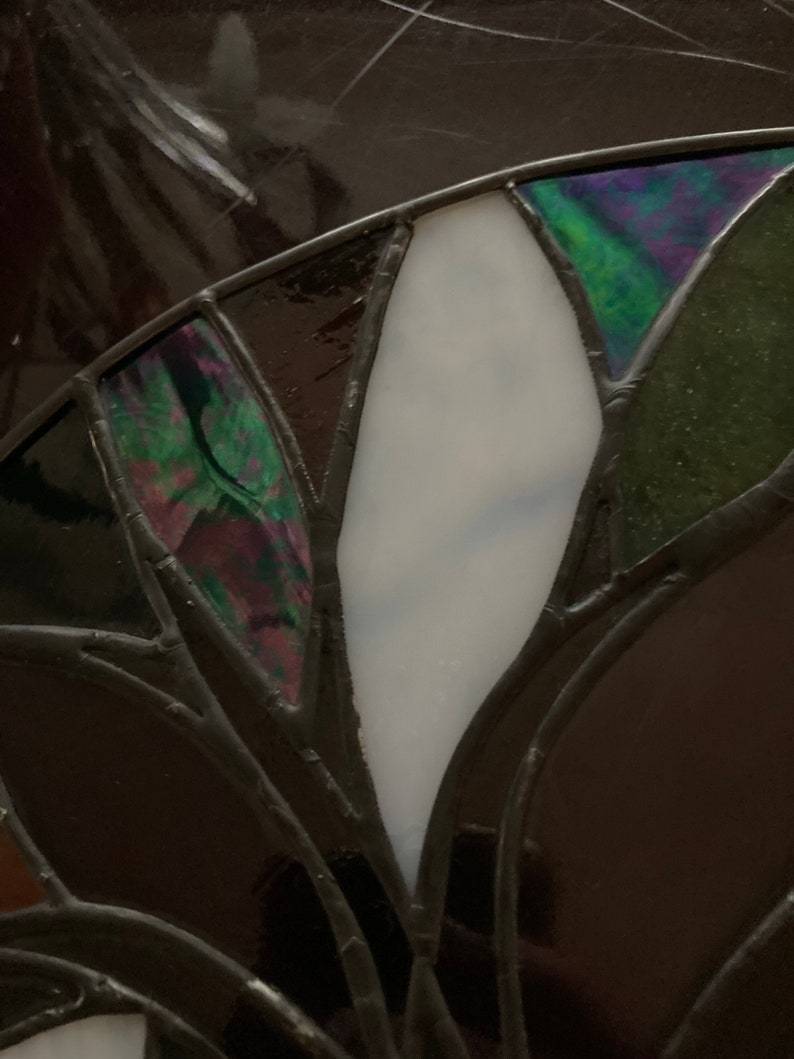 Tree Stained Glass Round Window Panel Suncatcher Multicolored - Etsy