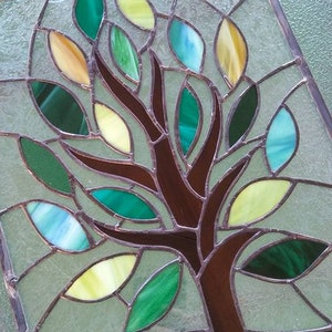 Stained Glass Tree Window Panel Suncatcher Studio Hand Crafted USA - Etsy