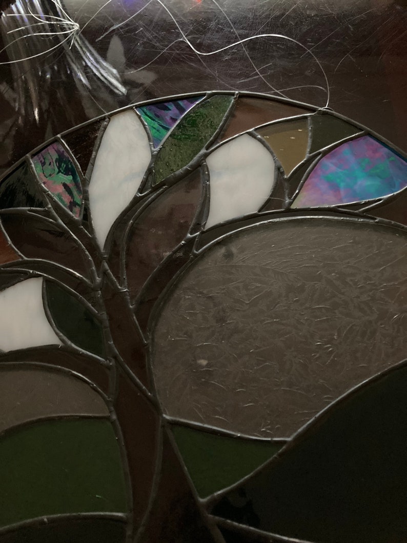 Tree Stained Glass Round Window Panel Suncatcher Multicolored - Etsy